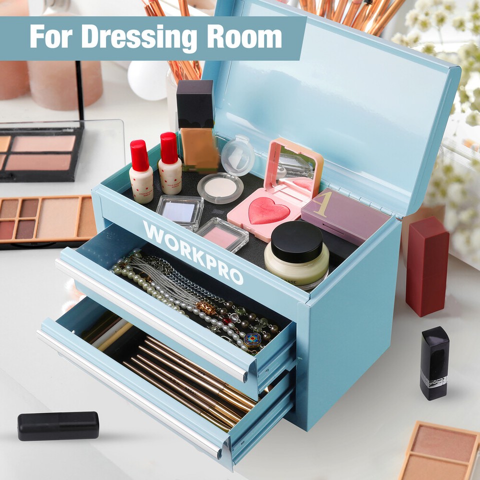 NEW Mini 2 Drawer Metal Tool Box with Top Storage Small Tool Chest ...