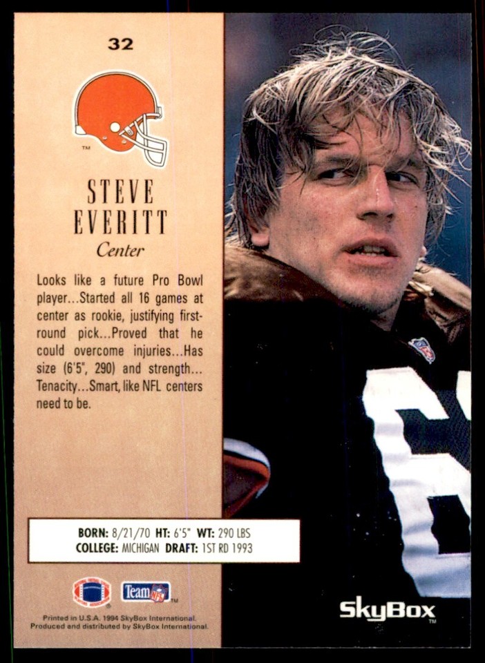 1994 Skybox. Steve Everitt Cleveland Browns #32 | eBay