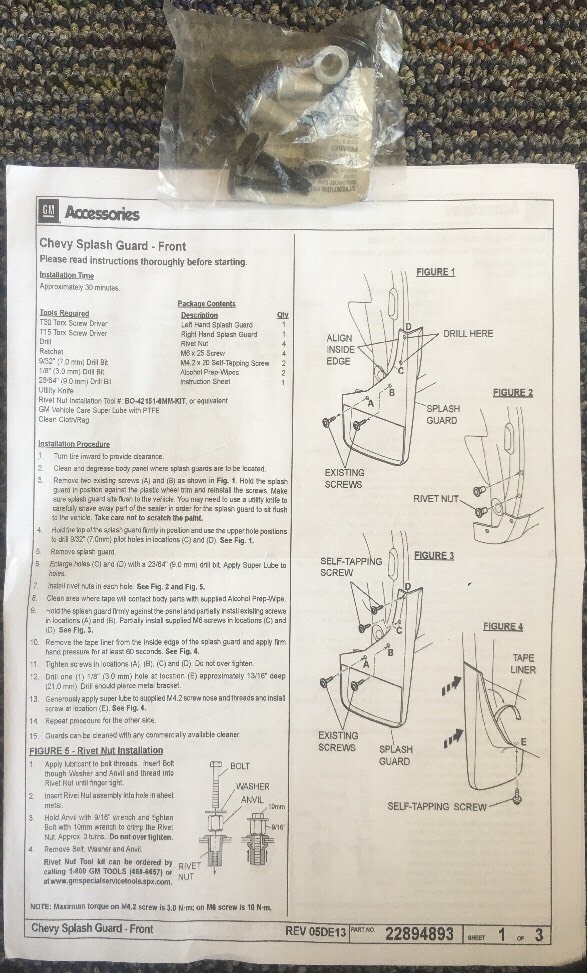 2014-2018 Chevrolet Silverado Front & Rear Molded Splash Guard Pkg ...