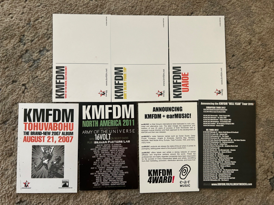 KMFDM - Postcard Lot Of Seven - TOHUVABOHU, HELL YEAH, Plus 5 | eBay