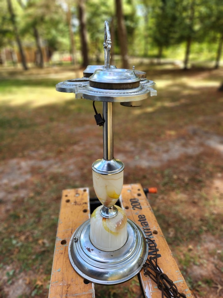 Art Deco Smoking Stand ~ HOUZE Glass w/ Lighted Base | eBay