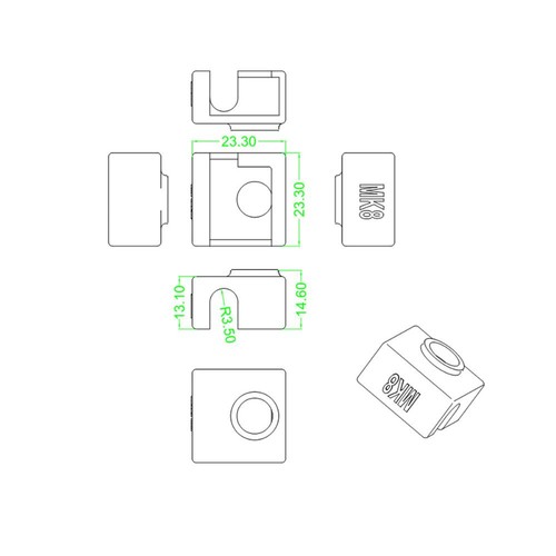 Brass Heater Block+Silicone Case Cover For CR10/E3D Hotend MK8 Nozzle ...