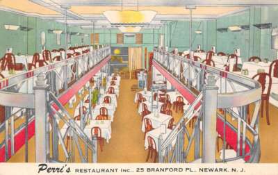 Newark New Jersey Perri's Restaurant Dining Room Vintage Postcard ...