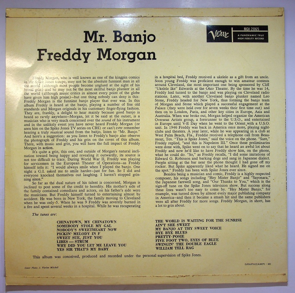 EBOND Freddy Morgan - Mr. Banjo Vinile - Verve Records - MG V-2065 ...