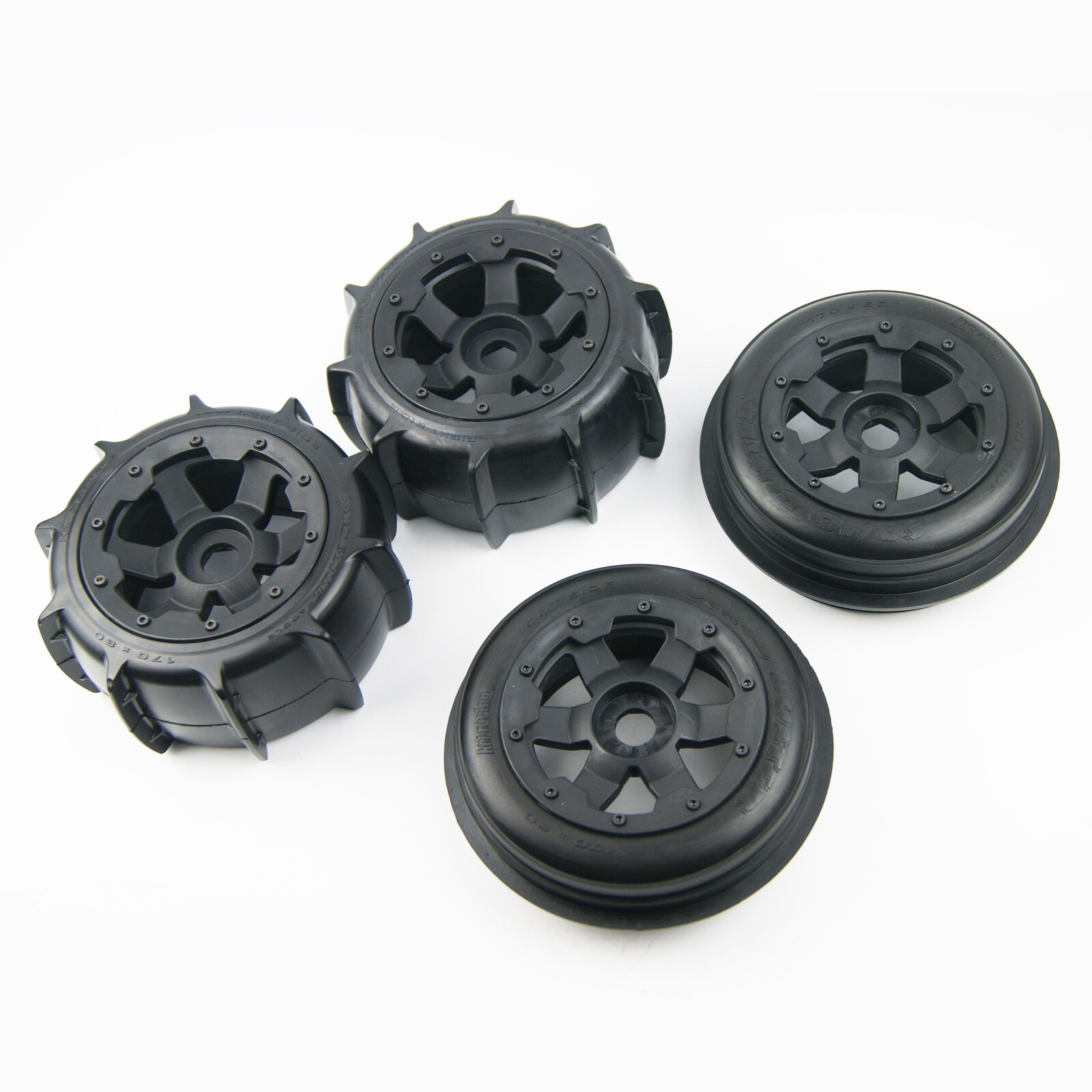Baja 5B Front Rear Sand Digger Tires Wheels Kit fits HPI Rovan KM Buggy ...