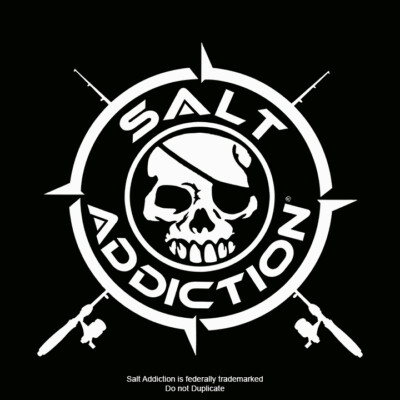 Salt Addiction window decal sticker pirate flats fishing reel trolling ...