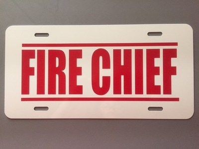 FIRE CHIEF Metal License Plate Truck Volunteer Department Smoke ...