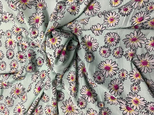 3 METRES GOOD QUALITY WOVEN SOFT CREPE DE CHINE FLORAL DRESS FABRIC ...