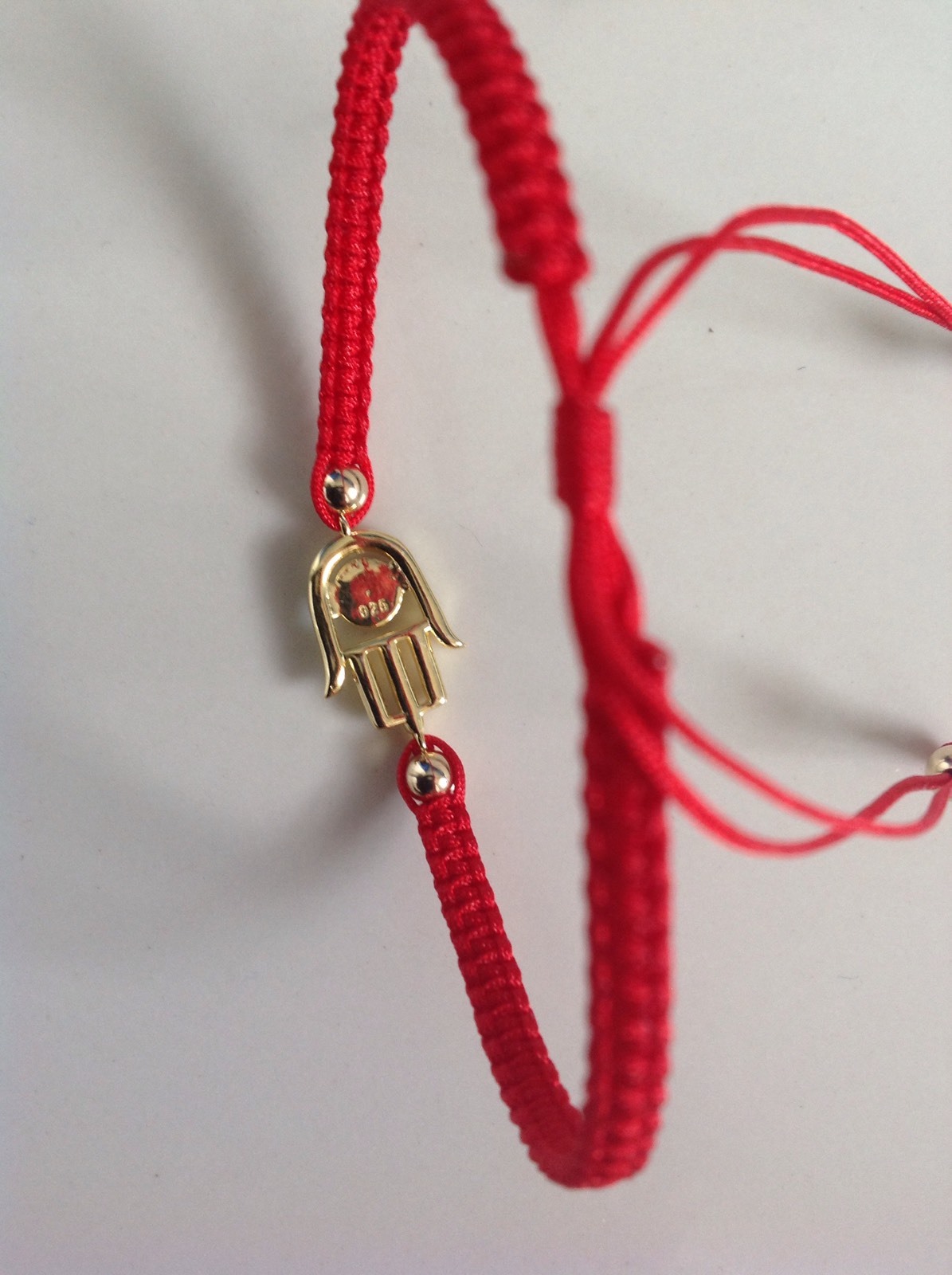 Hamsa Sterling Silver 925 Red Macrame Bracelet Cz Crystals Kabbalah ...