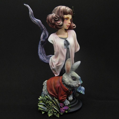 Unassembled 1/6 Unpainted The Garden Girl Rabbit Resin Model Statue ...