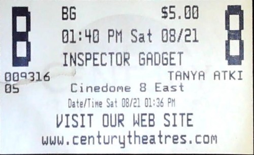 Inspector Gadget Movie Ticket Stub Cineplex Odeon Matinee Walt Disney 8 ...