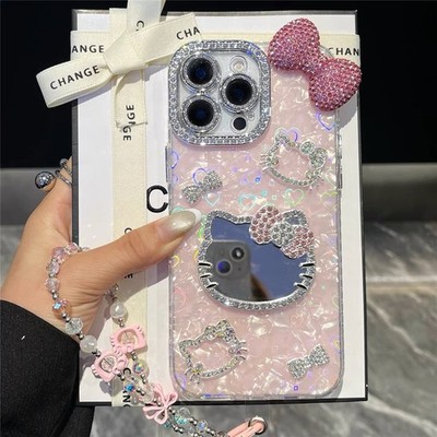 For iPhone 17 16 Pro Max 15 14 13 12 Cute Bling Mirror Girl Case Cover ...