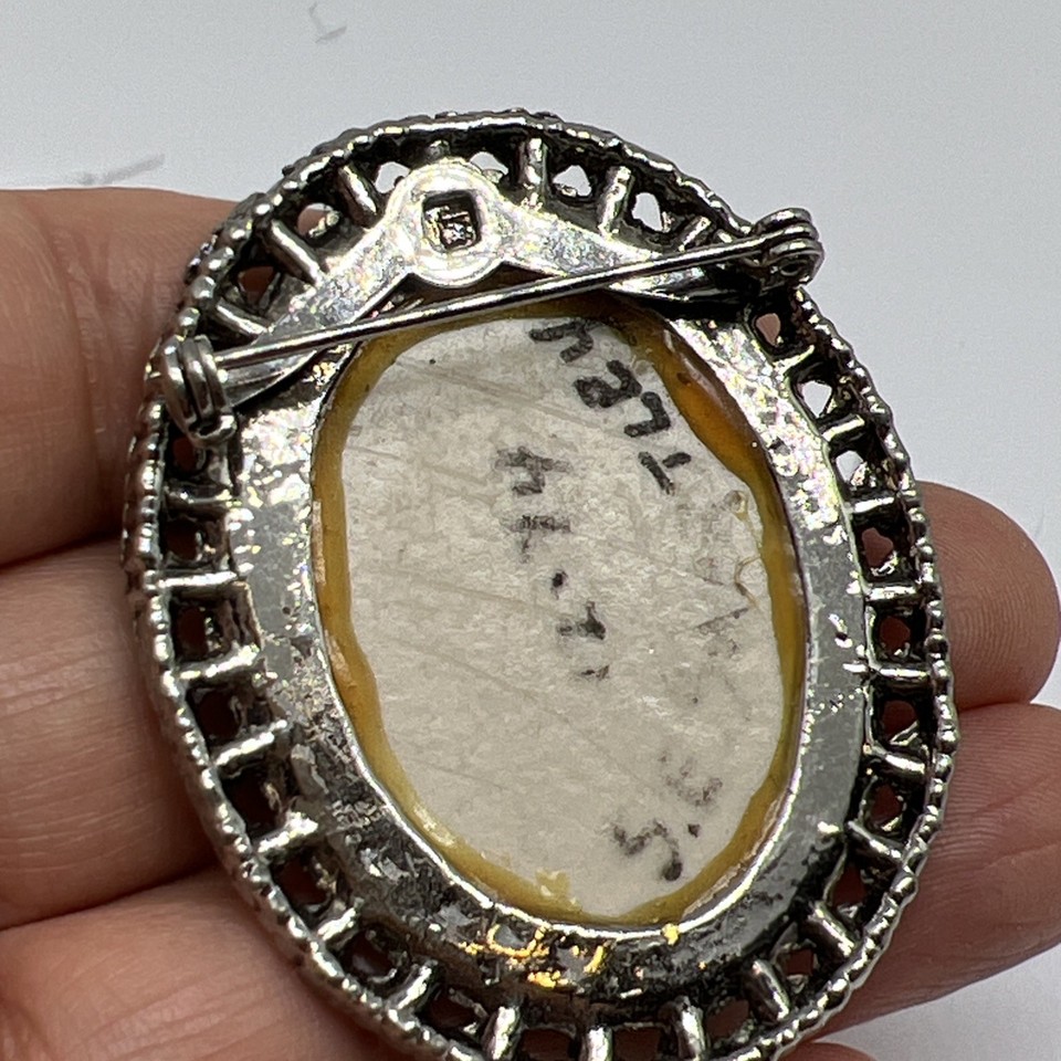 Vtg Signed Hand Painted Red Tunnel Bridge Snow Scene Brooch Winter | eBay