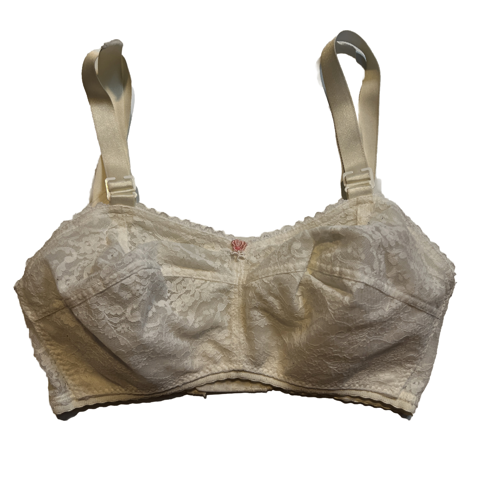 WOMENS BRA 4 HOOK WHITE "VINTAGE" LACE PUSHUP ADJUSTA… - Gem