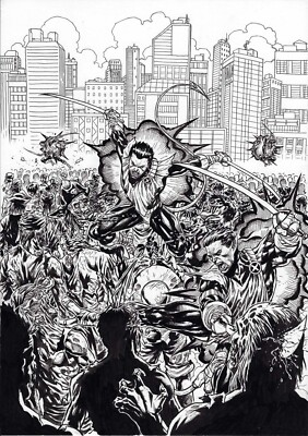 NIGHTCRAWLER vs Zombies Marvel X-Men ORIGINAL Comic Art Kinosuke BINTUO ...