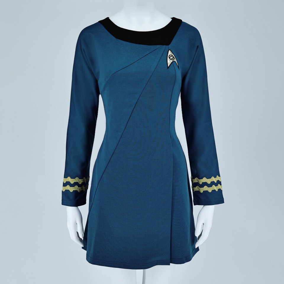 Cosplay TOS Female Duty Uniforms The Original Series Blue Gold Red ...