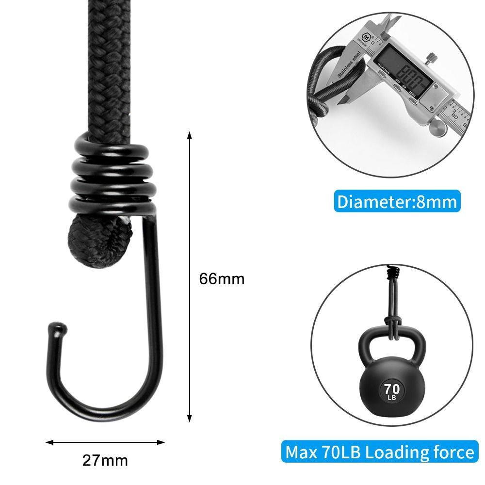 Black Bungee Hook Strap 24 Inch Fasteners Camping, Tarps 642820419374 ...
