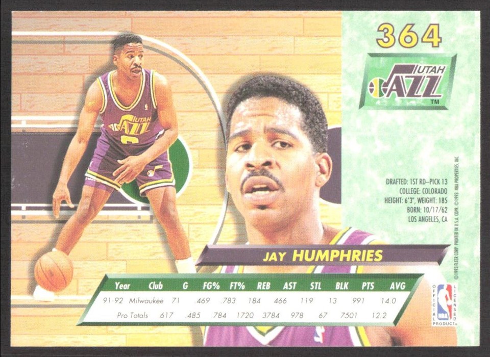 1993-94 Topps Jay Humphries Utah Jazz #122 | eBay