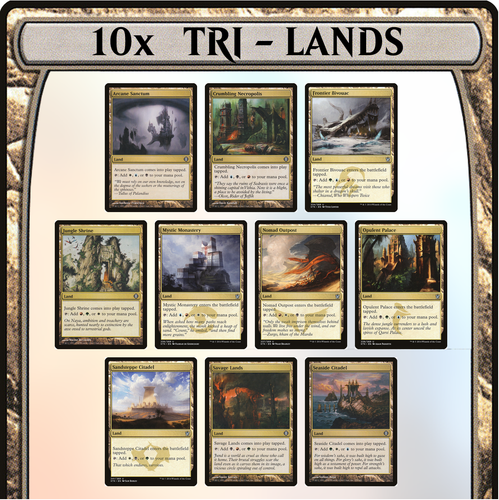 10x TRILANDS TRI-LAND Full Set All 3-Color Triple Lands Commander EDH ...