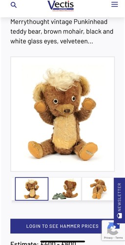 VTG RARE Merrythought PUNKINHEAD Teddy Bear Plush GRAIL Mohair UK EATON ...