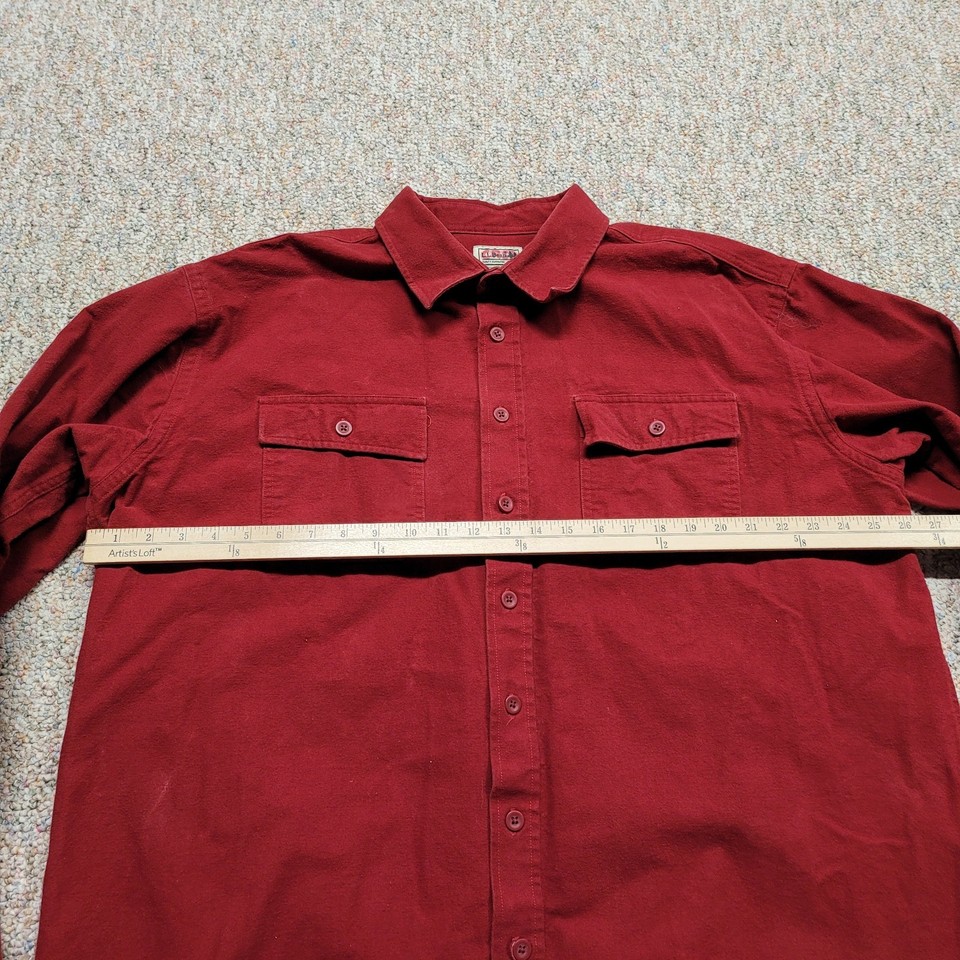 LL Bean Shirt Men 2XL Tall Red Chamois Flannel Button Up Outdoors ...