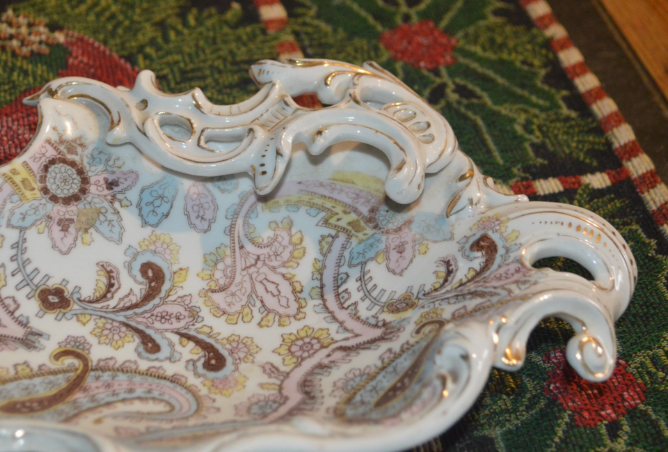 ES Germany RS Prussia PAISLEY roll over scroll edge tray dish no ...