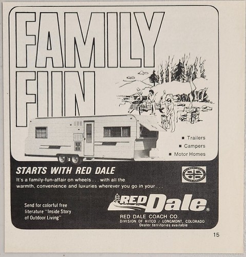 1970 Print Ad Red-Dale Travel Trailers Family Fun Hitco Longmont ...