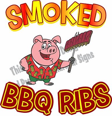 Smoked BBQ Ribs Decal 14" Concession Barbecue Restaurant Food Truck ...