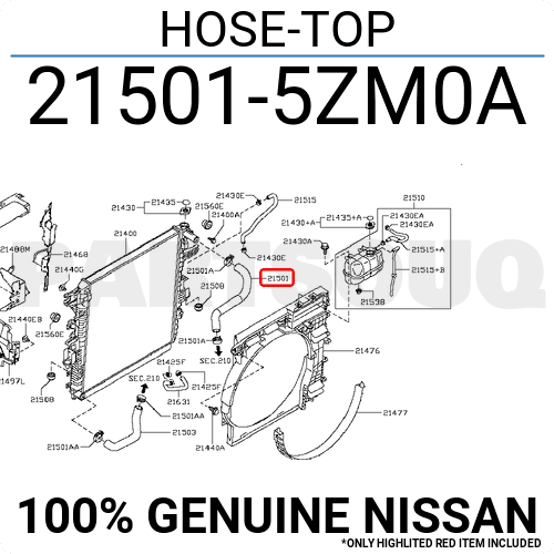 215015ZM0A Genuine Nissan HOSE-TOP 21501-5ZM0A | eBay