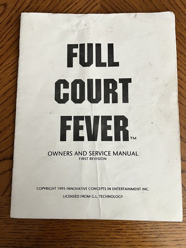 Full Court Fever Redemption Arcade Game Manual Service Guide Coin-op ...