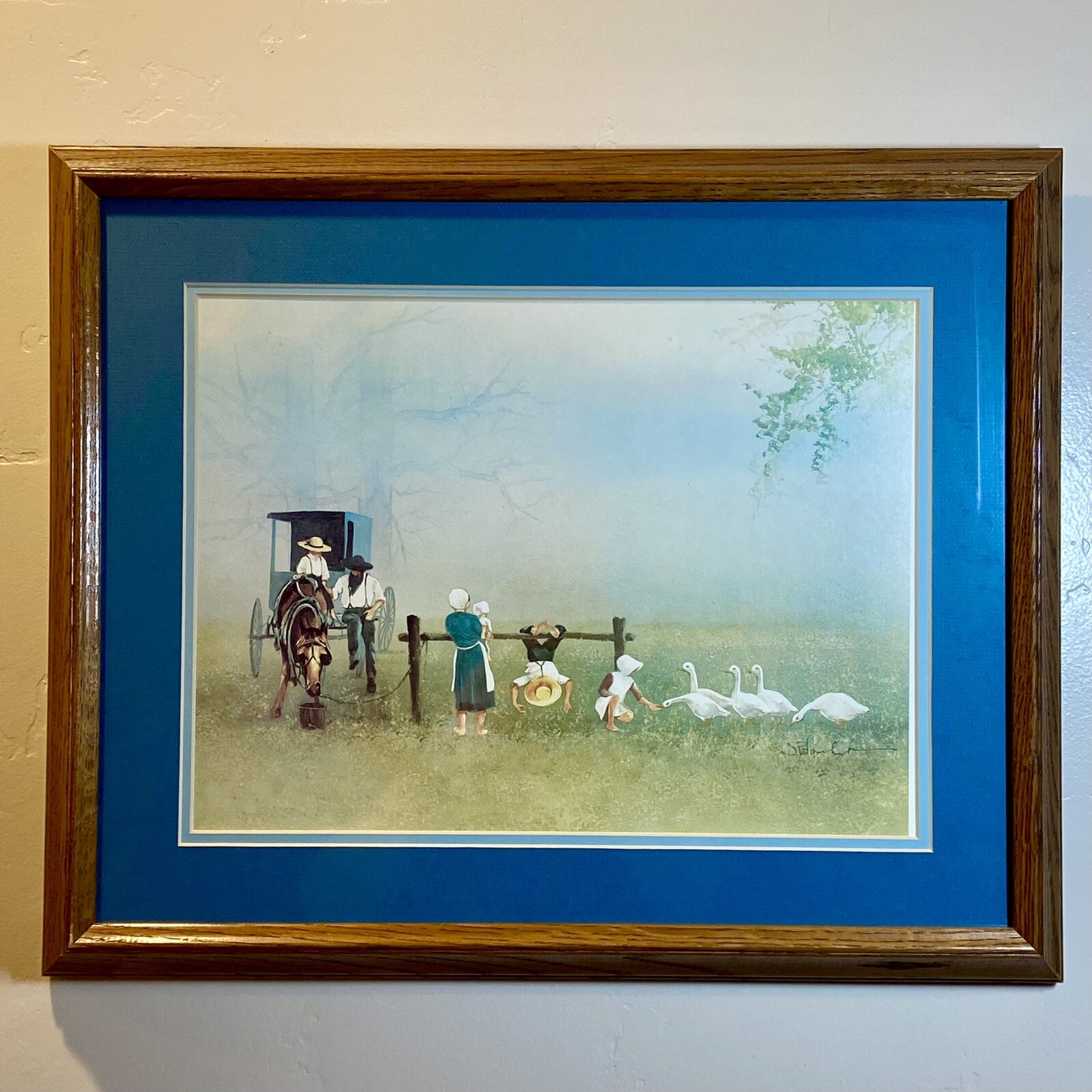 Amish Family Signed Steve Polomchak Framed & Matted Art Print Horse ...