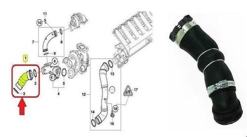 Turbo Intercooler Hose Pipe for BMW E60 E61 E63 E64 535 635 D ...