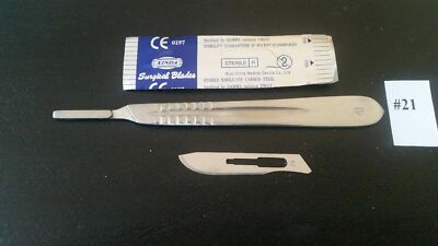10 Sterile #21 Surgical Blades with FREE #4 Scalpel Knife Handle ...