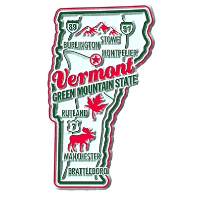 Vermont the Green Mountain State Premium Map Fridge Magnet | eBay