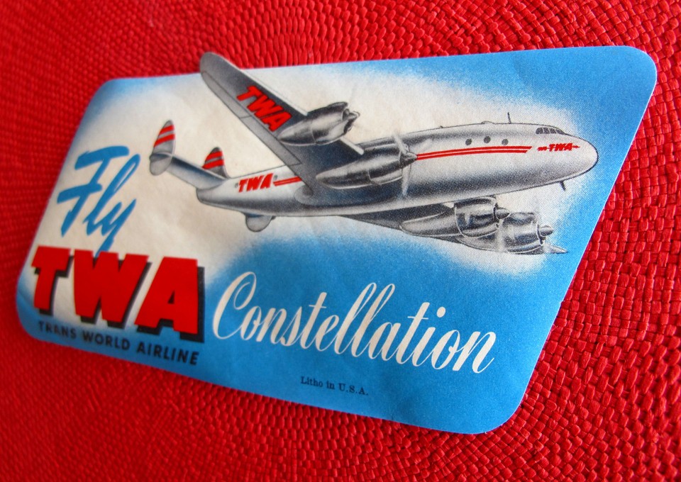 1950s RETRO TWA CONSTELLATION LITHO LABEL/STICKER-CRISP GRAPHICS-GD ...