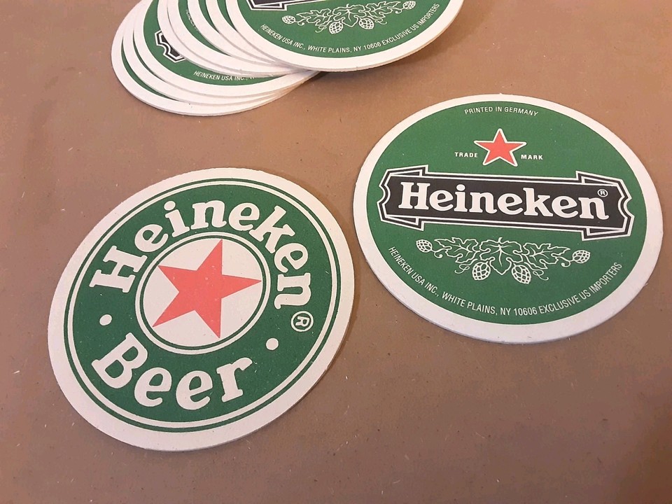 NEW 1990's Lot Set of 10 Heineken Red Star & Plaque Logo Beer Coasters ...