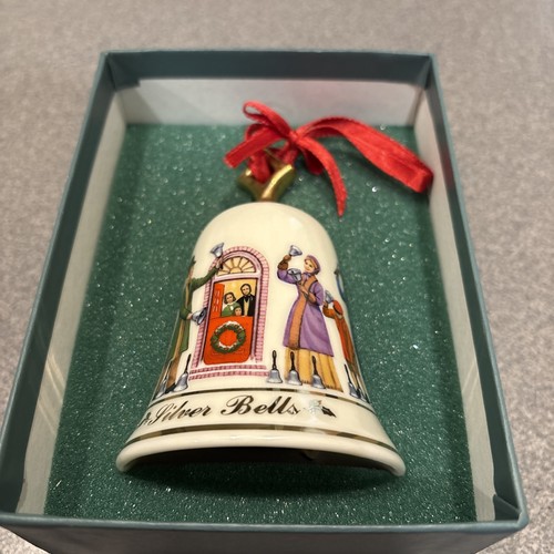 Vintage 1994 LENOX Porcelain Christmas Bell MUSIC BOX plays "Silver ...