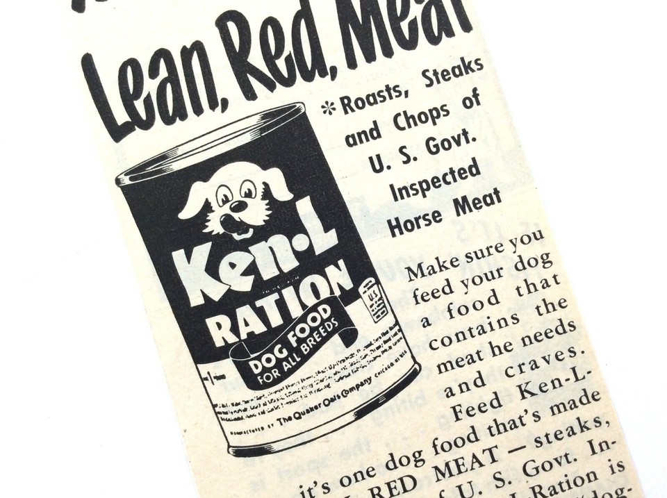 1951 Ken-L-Ration Dog Food for All Breeds Lean Red Meat Vitamins Print ...
