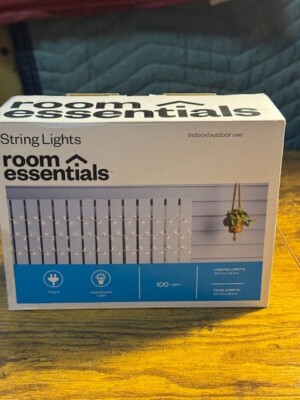 Room Essentials String Lights White Wire Clear Bulbs 100 Lights | eBay