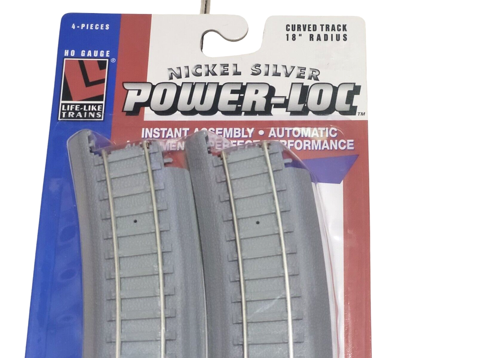 LIFE-LIKE #21333 POWER-LOC 18" RADIUS CURVED NICKEL SILVER TRACK 4 PK ...