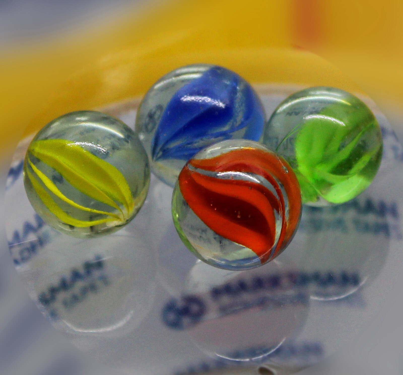 12 Multi Coloured Glass Marbles Assorted Kids Gift Classic Toy Vintage ...