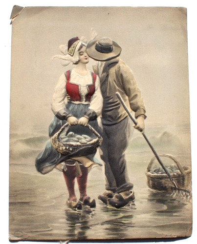 Antique Dutch Man & Woman Alfred S. Campbell Art Relievo 3-Dimen ...