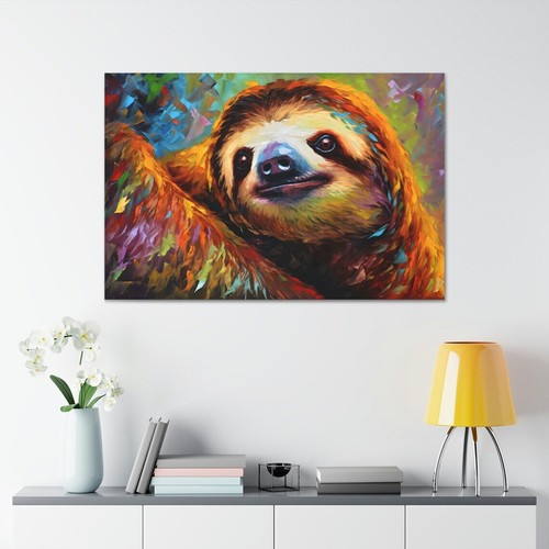 Abstract Sloth Painting & Palette Knife Style Wall Art Canvas Unframed ...