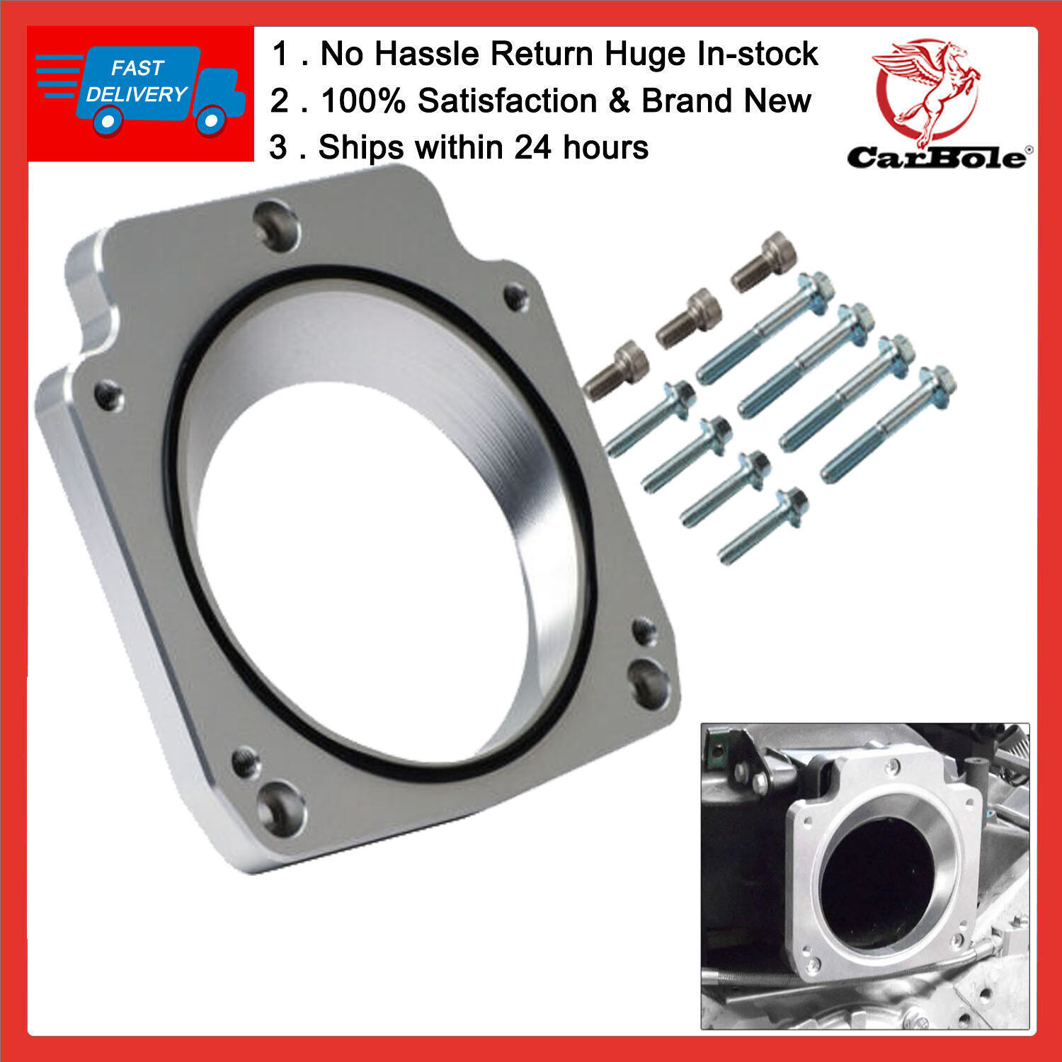 Aluminum Manifold Throttle Body Adapter Plate 92mm 3 Bolt Intake to 4 ...