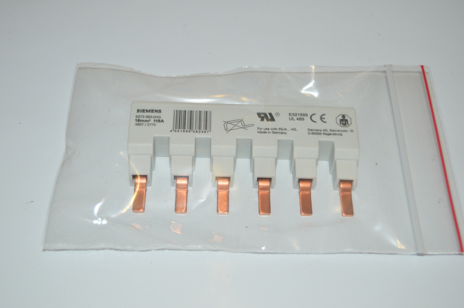 (1) SIEMENS 5ST3663-0HG Busbar UL489 1-Pole 115A 6 X 1 Phase 480Y/277V ...