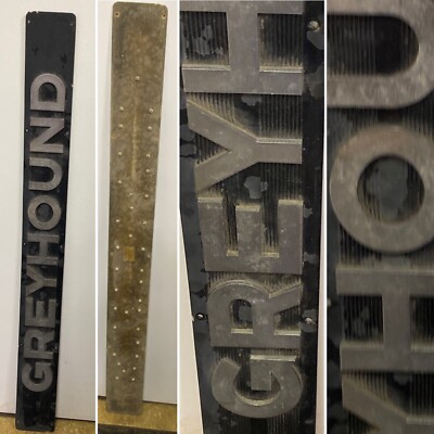 VERY RARE LARGE VINTAGE GREYHOUND BUS FRONT GRILL SIGN EMBLEM 68" x 7 ...