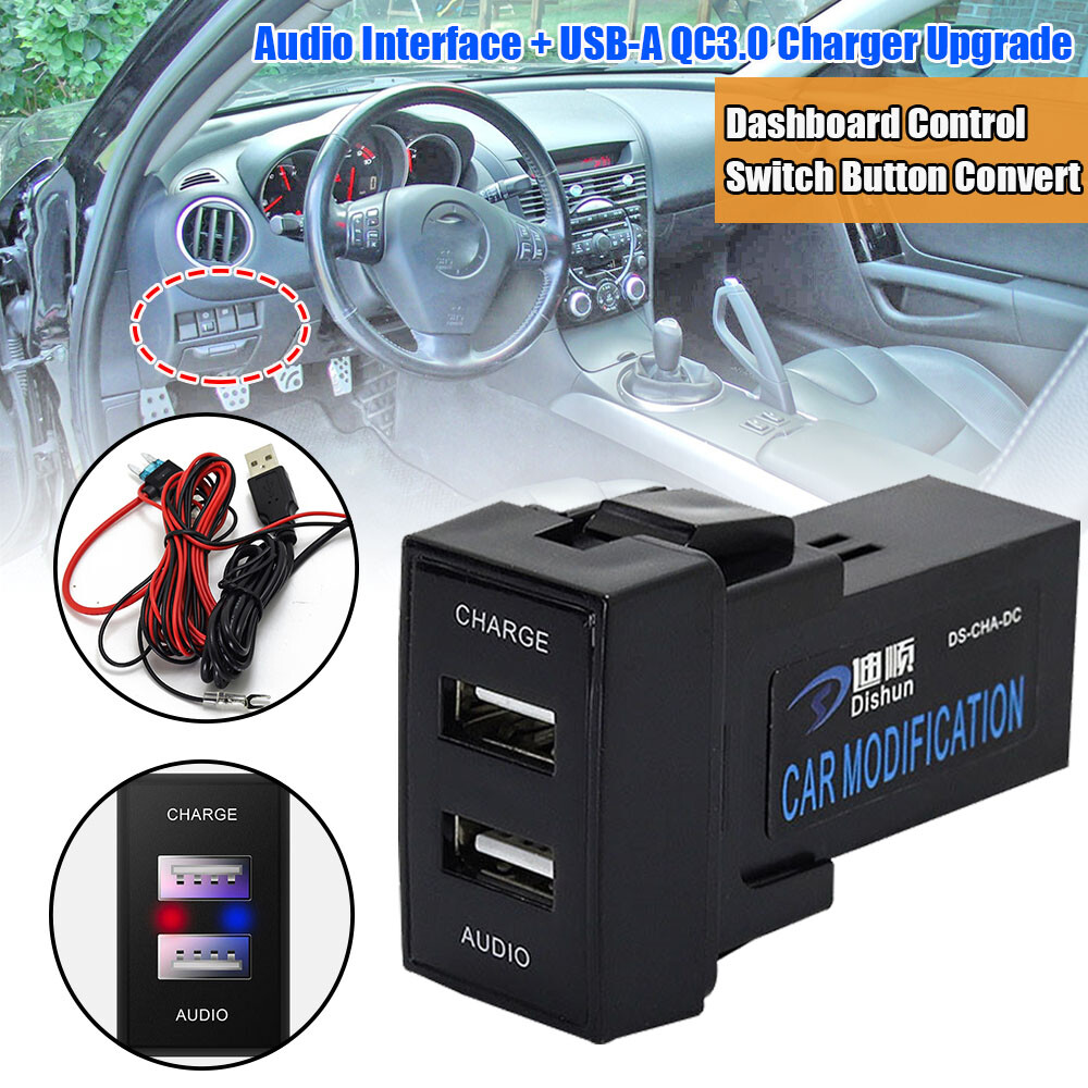 Audio Interface USB-A QC3.0 Charger Socket For Mazda 3 5 6 RX8 MX5 CX7 ...