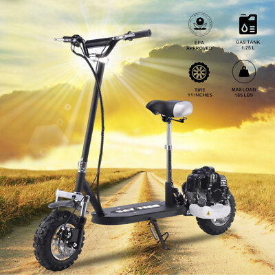 Gas Powered Scooter with Seat Dirt Dog 49cc Petrol Mini Folding Bicycle ...