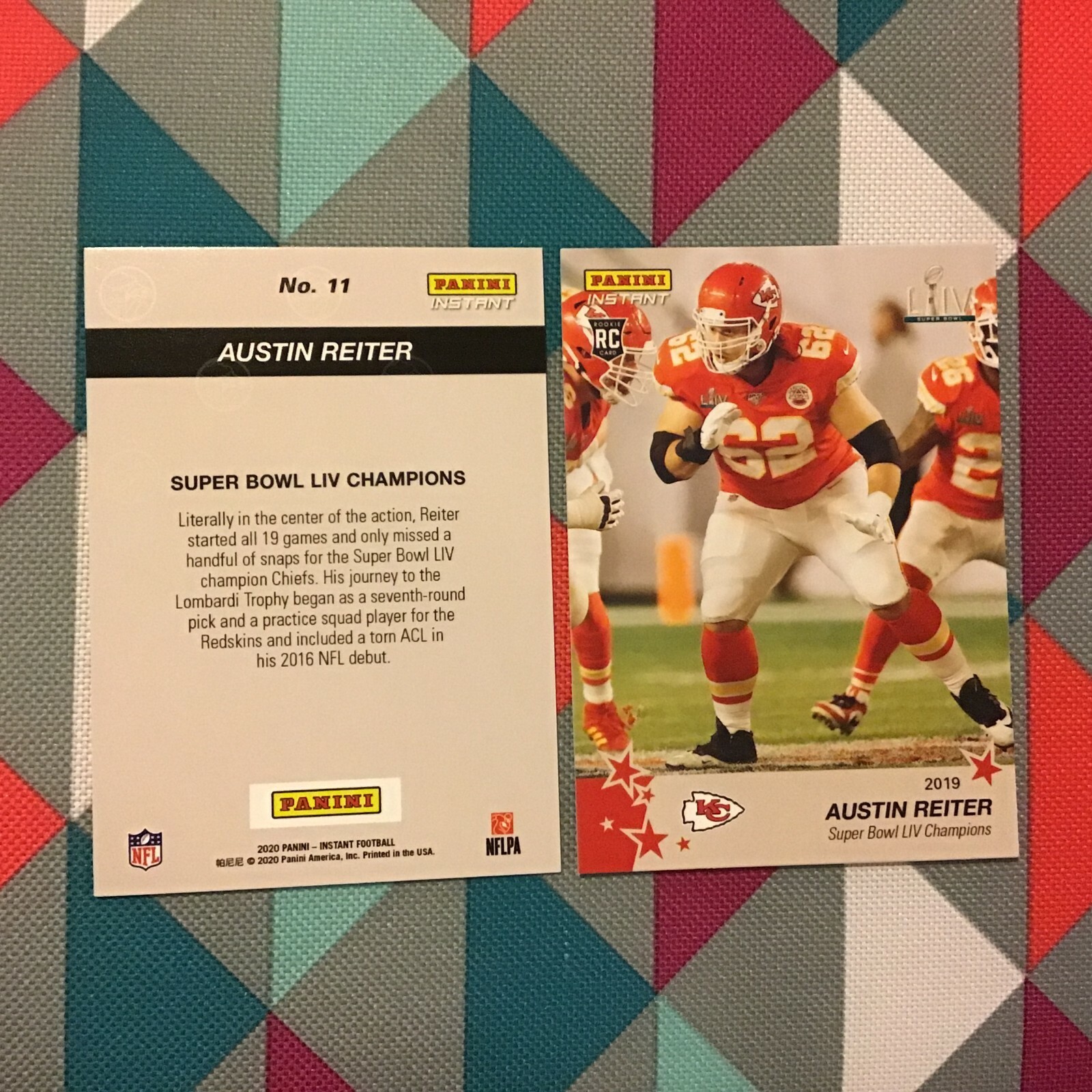 Austin Reiter #11 RC 2020 Panini Instant Chiefs Super Bowl LIV ...