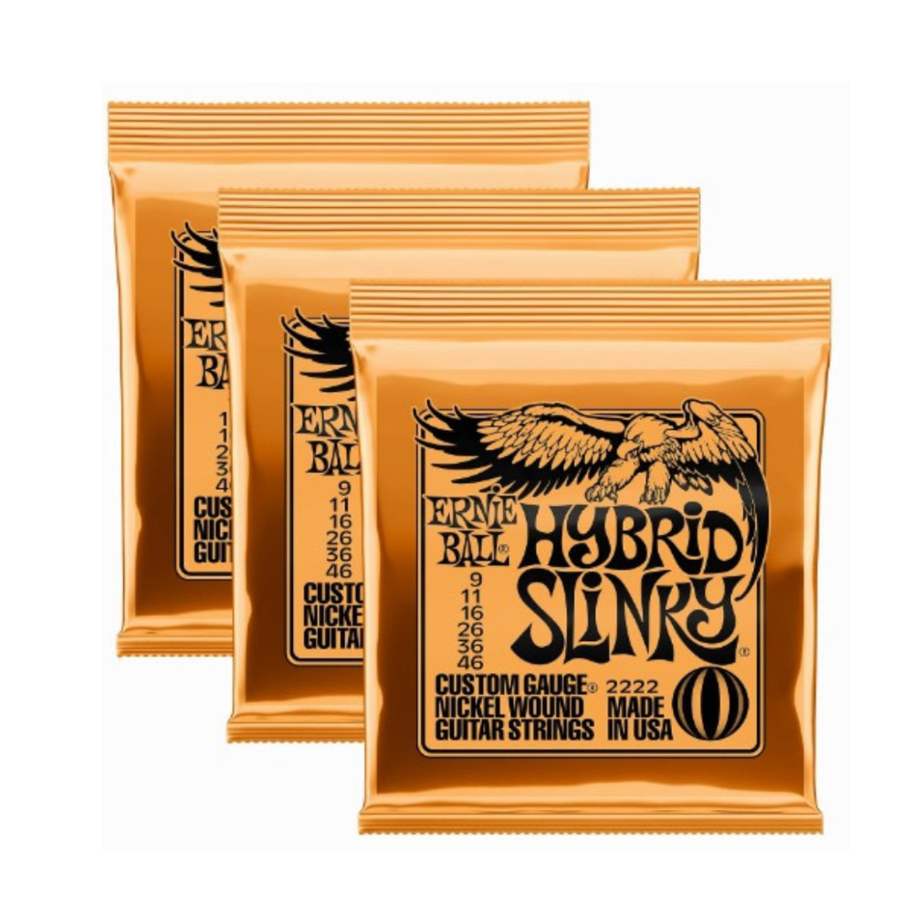3 SETS Ernie Ball HYBRID SLINKY 09-46 Nickel Wound Electric Guitar ...